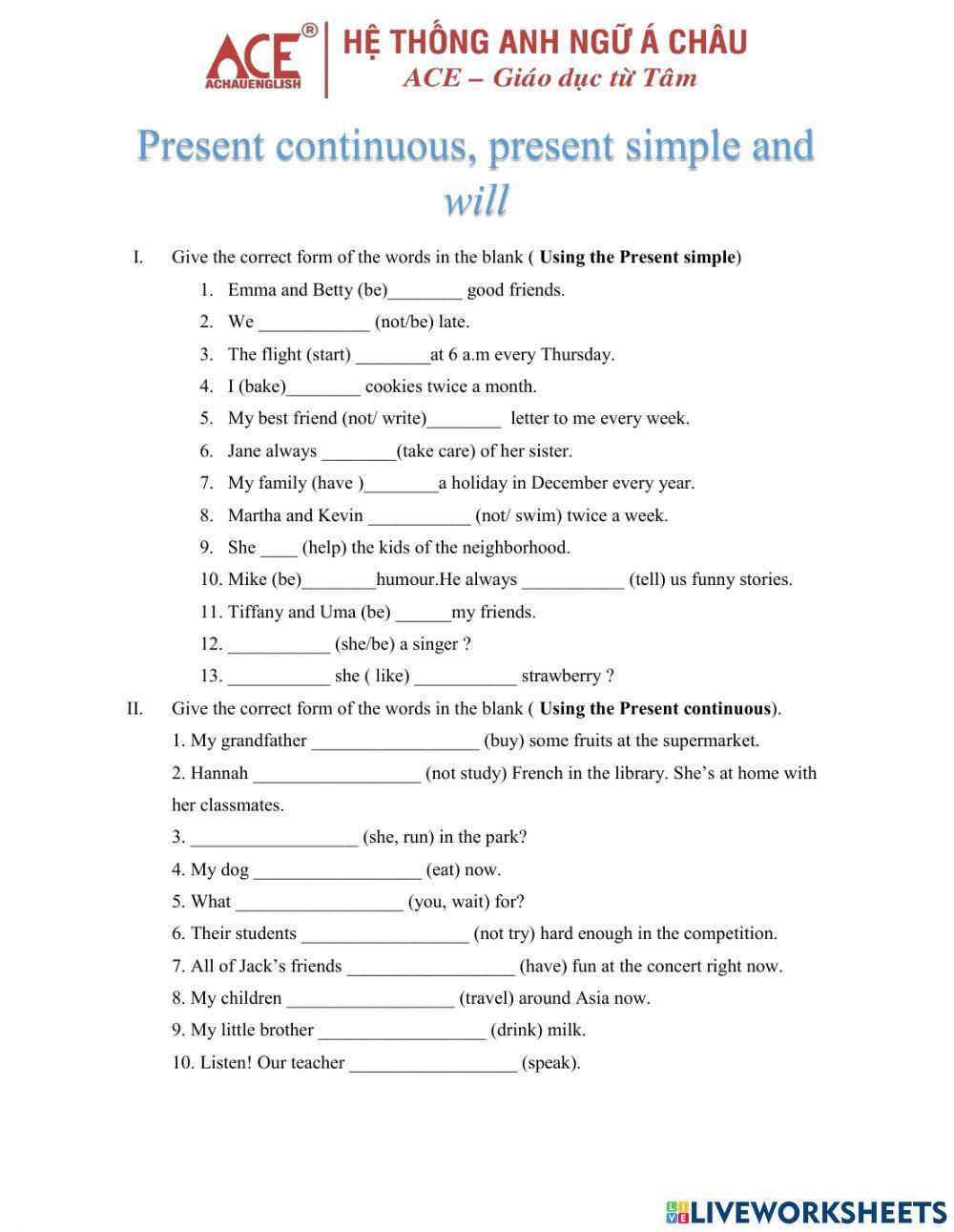 2143065 | Unit 1 (Present continuous, present simple and