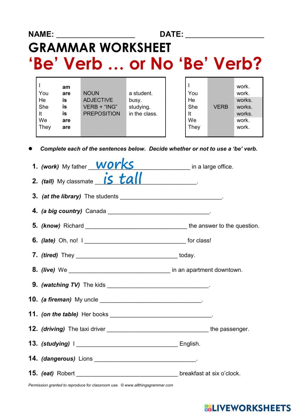 Verbs online exercise for | Live Worksheets