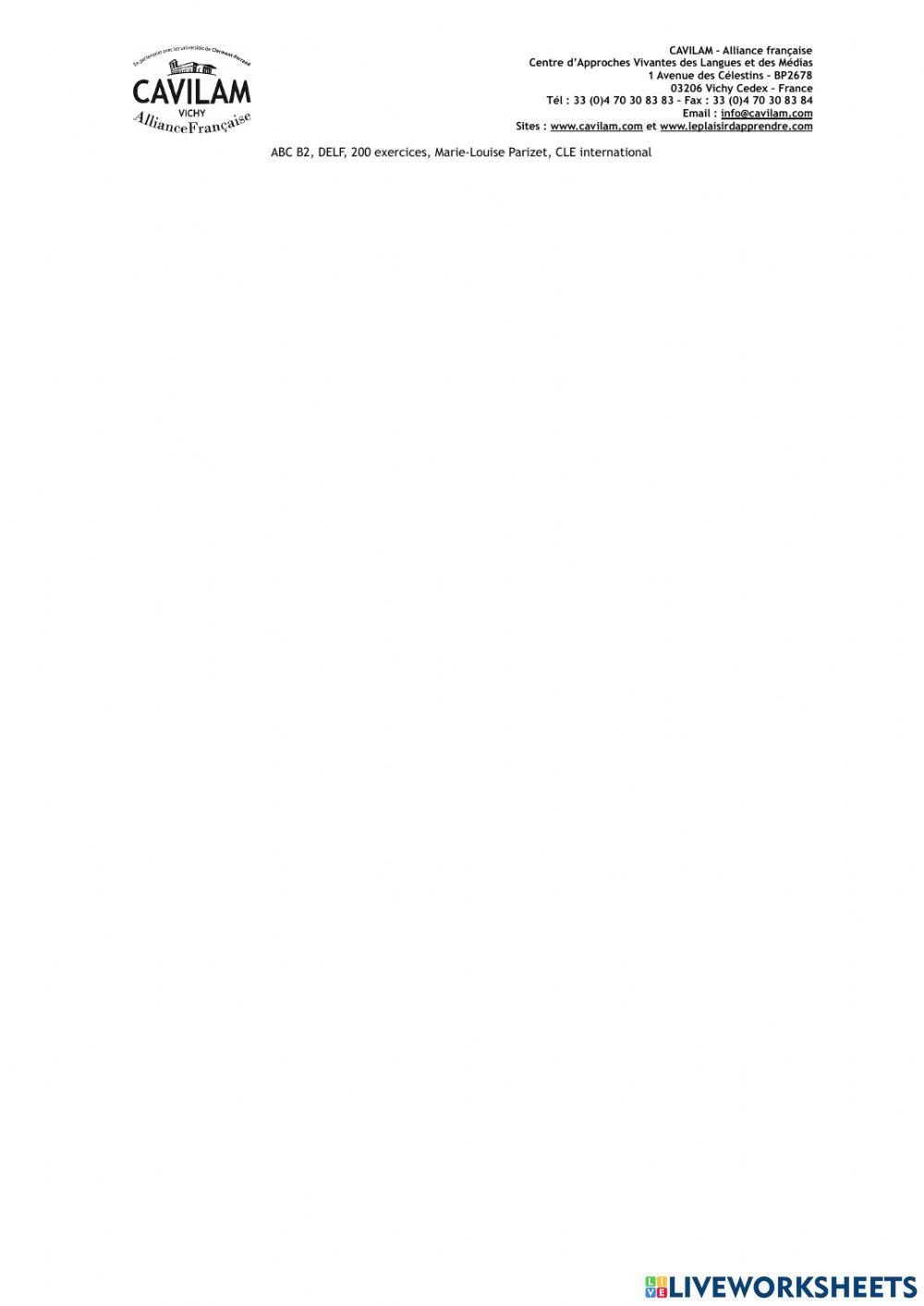 ABC Delf B2 Act 2 10 Online Exercise For Live Worksheets ABC Delf B2 Act 2 10 Online Exercise For Live Worksheets