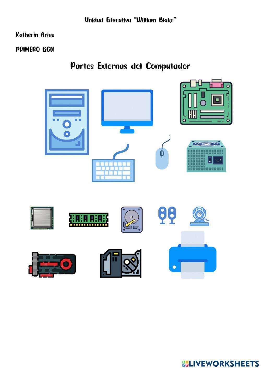Partes externas del computador worksheet | Live Worksheets