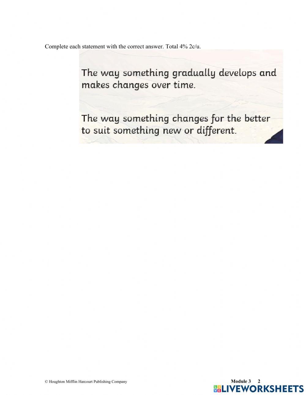 Animals, plants, evolution, and adaptation online exercise for | Live ...