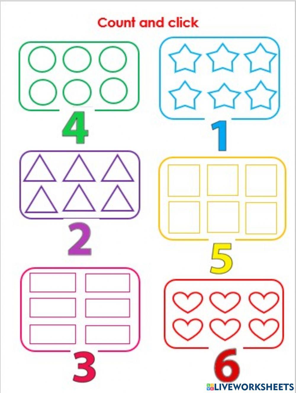 counting from 1 to 6 activity | Live Worksheets