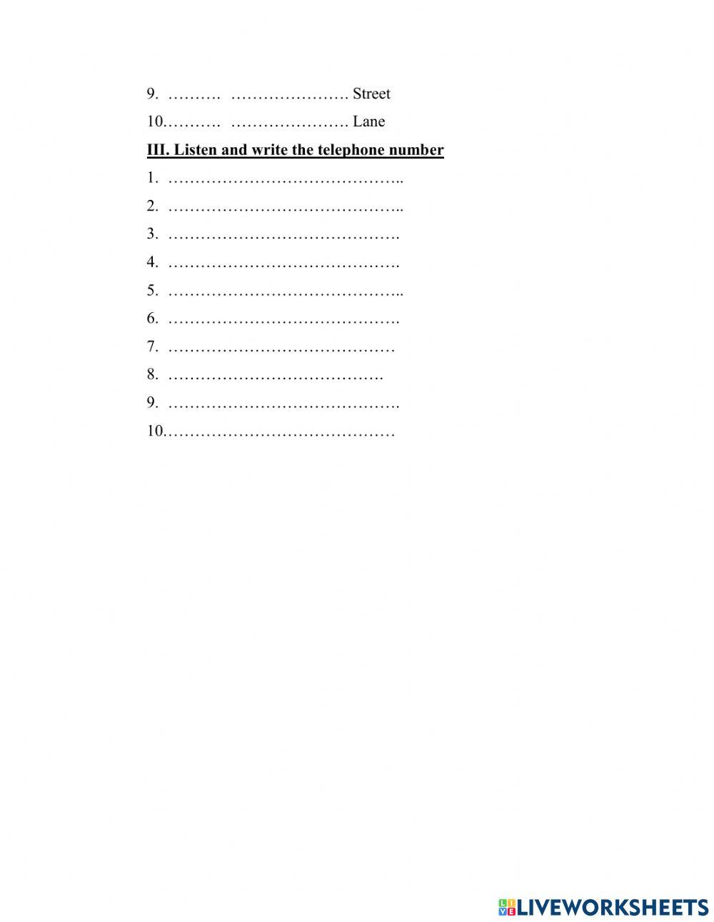 Phone exercise | Live Worksheets