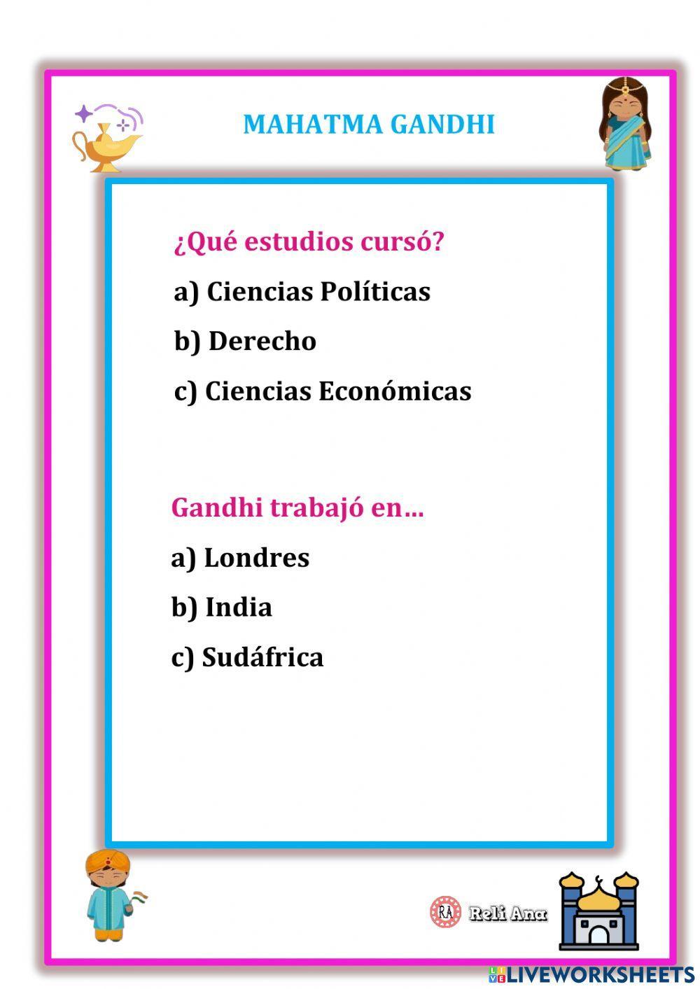 Mahatma gandhi | Free Interactive Worksheets | 2073450
