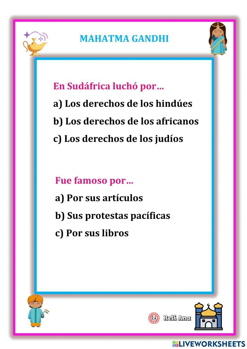 Mahatma gandhi | Free Interactive Worksheets | 2073450