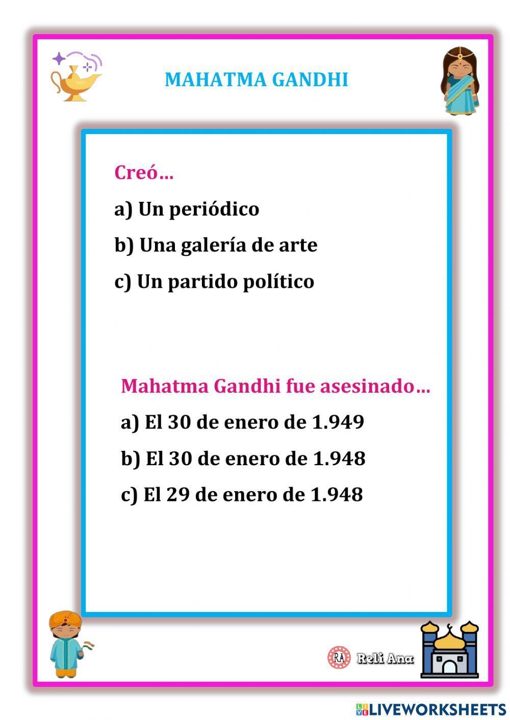 Mahatma gandhi | Free Interactive Worksheets | 2073450