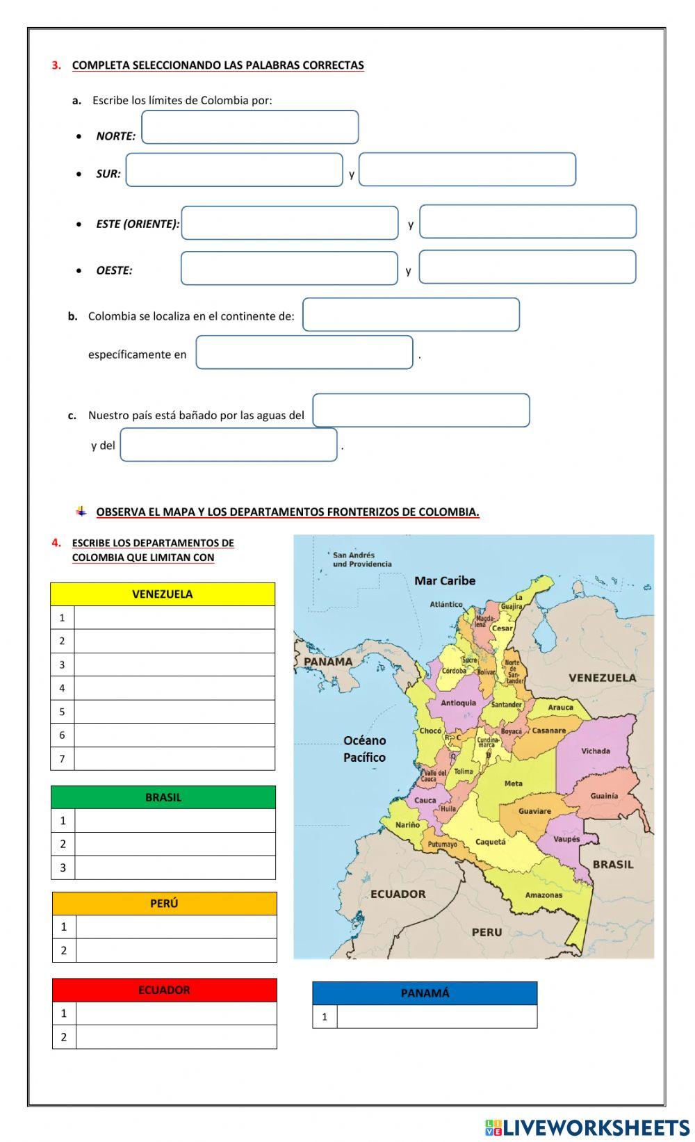 Localización de Colombia exercise | Live Worksheets