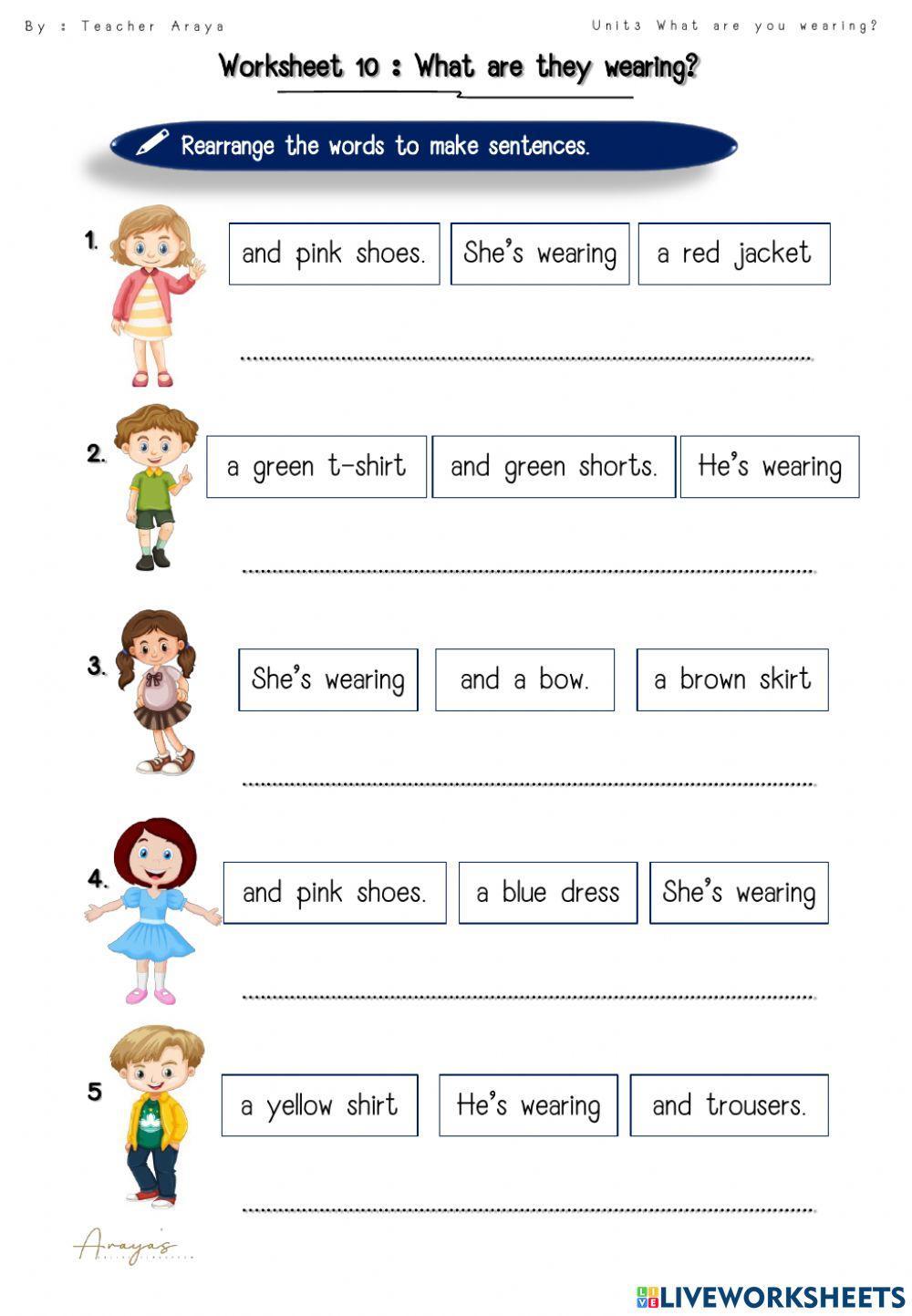 What are you wearing? | LiveWorksheets | 2073708