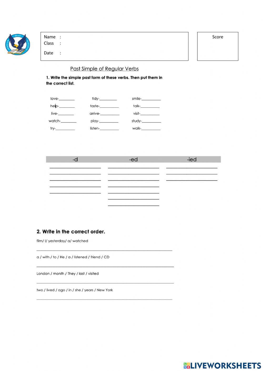 Grammar worksheet practice past tense online exercise for | Live Worksheets