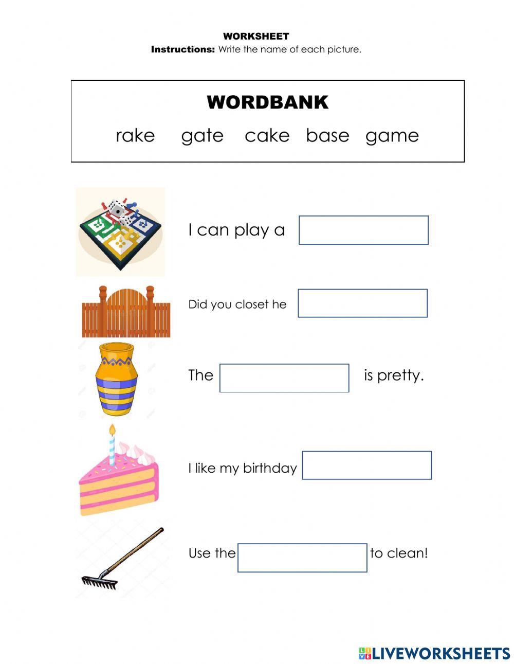 Long A sound online worksheet | Live Worksheets