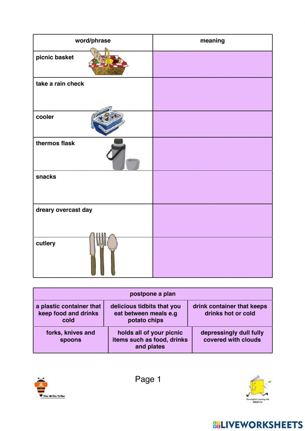 P1-P2 writing workshop day 1 worksheet | Live Worksheets