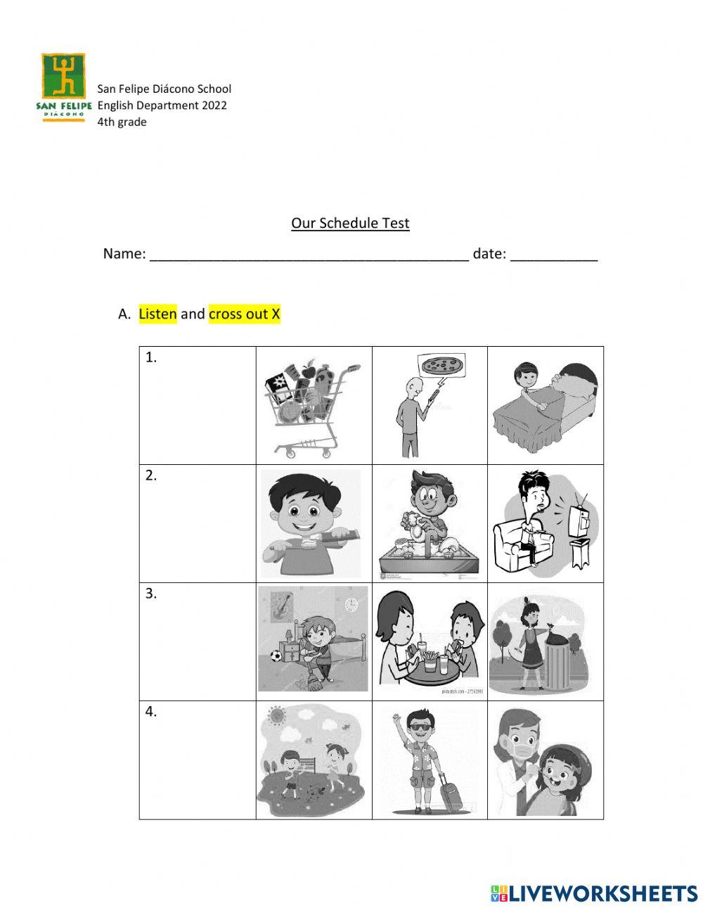 Our schedule exercise | Live Worksheets
