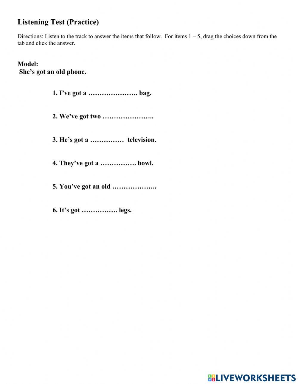 Listening Practice Test online exercise for | Live Worksheets