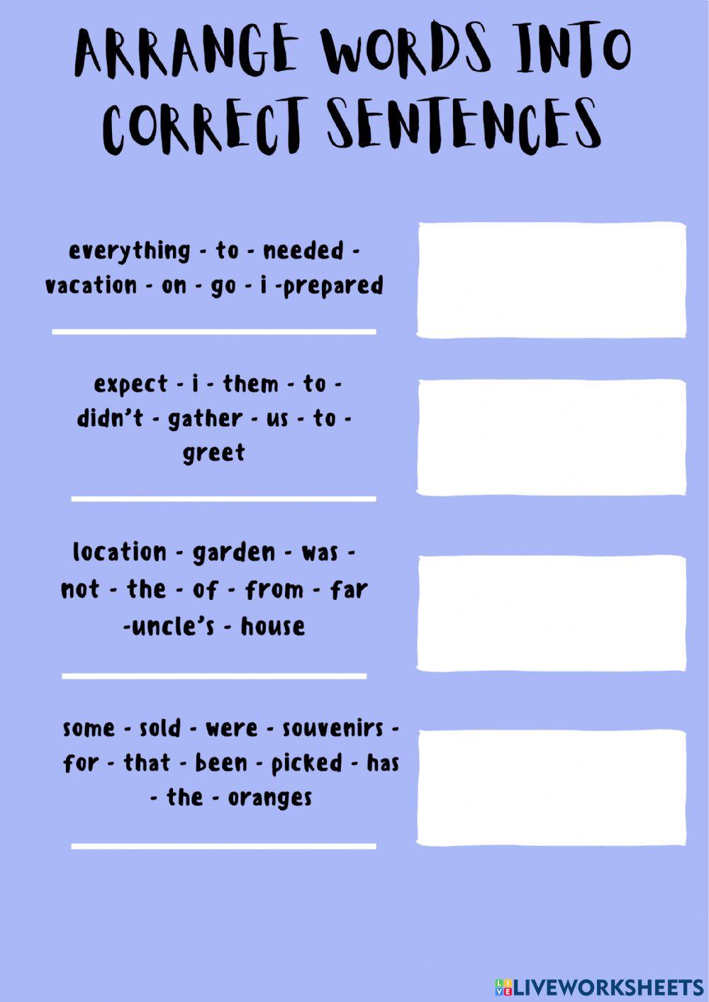 Arrange Word online pdf activity | Live Worksheets