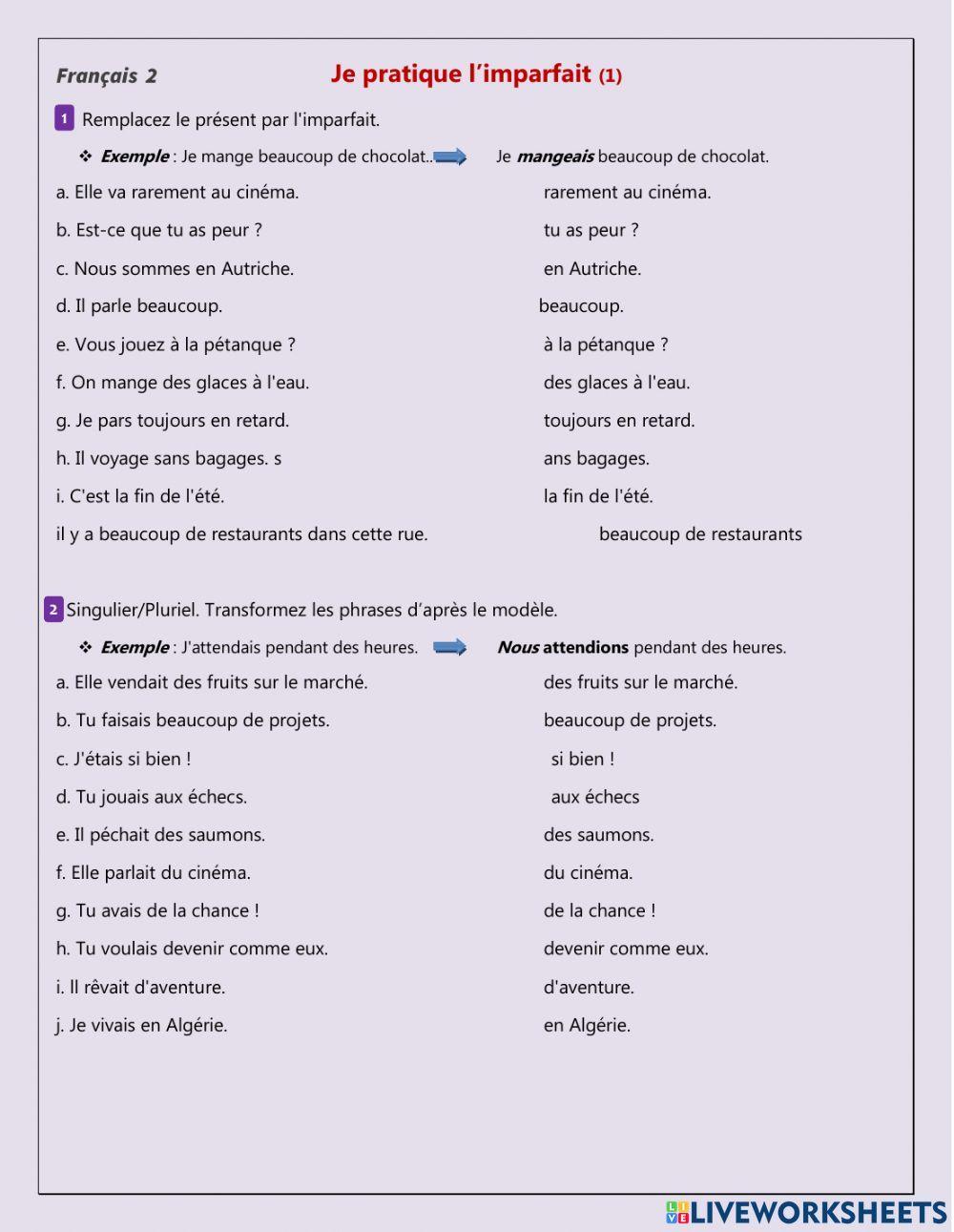 Passe Compose Ou Imparfait Exercise Live Worksheets 46 Off