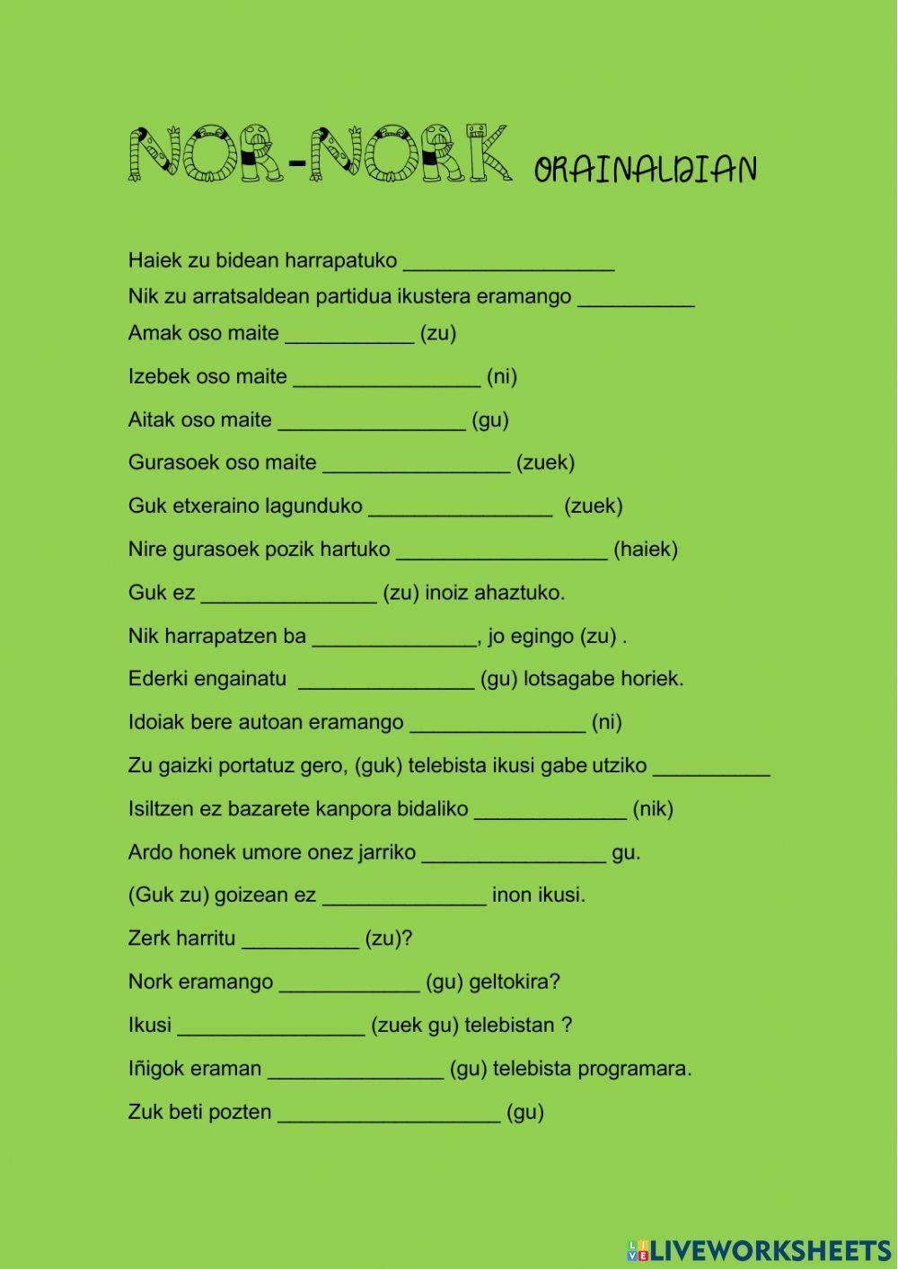 Nor-nork 3 worksheet | Live Worksheets