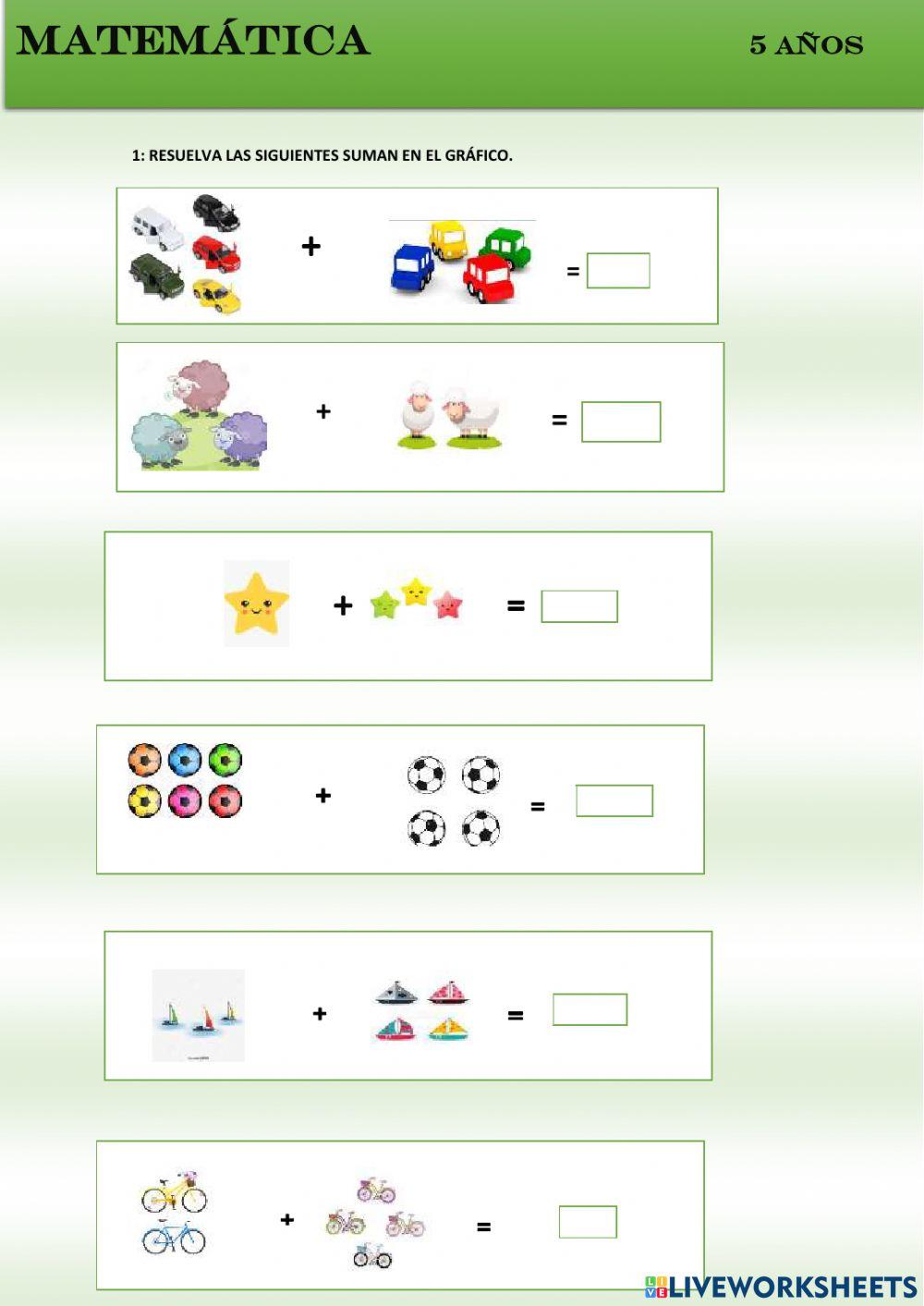 Sumas online exercise for EDUCACIÓN INICIAL | Live Worksheets