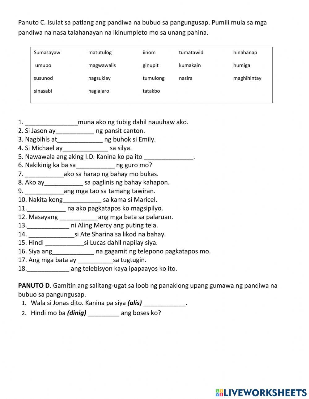 Pangungusap At Di-Pangungusap Worksheet Live Worksheets, 50% OFF Pangungusap At Di-Pangungusap Worksheet Live Worksheets, 50% OFF