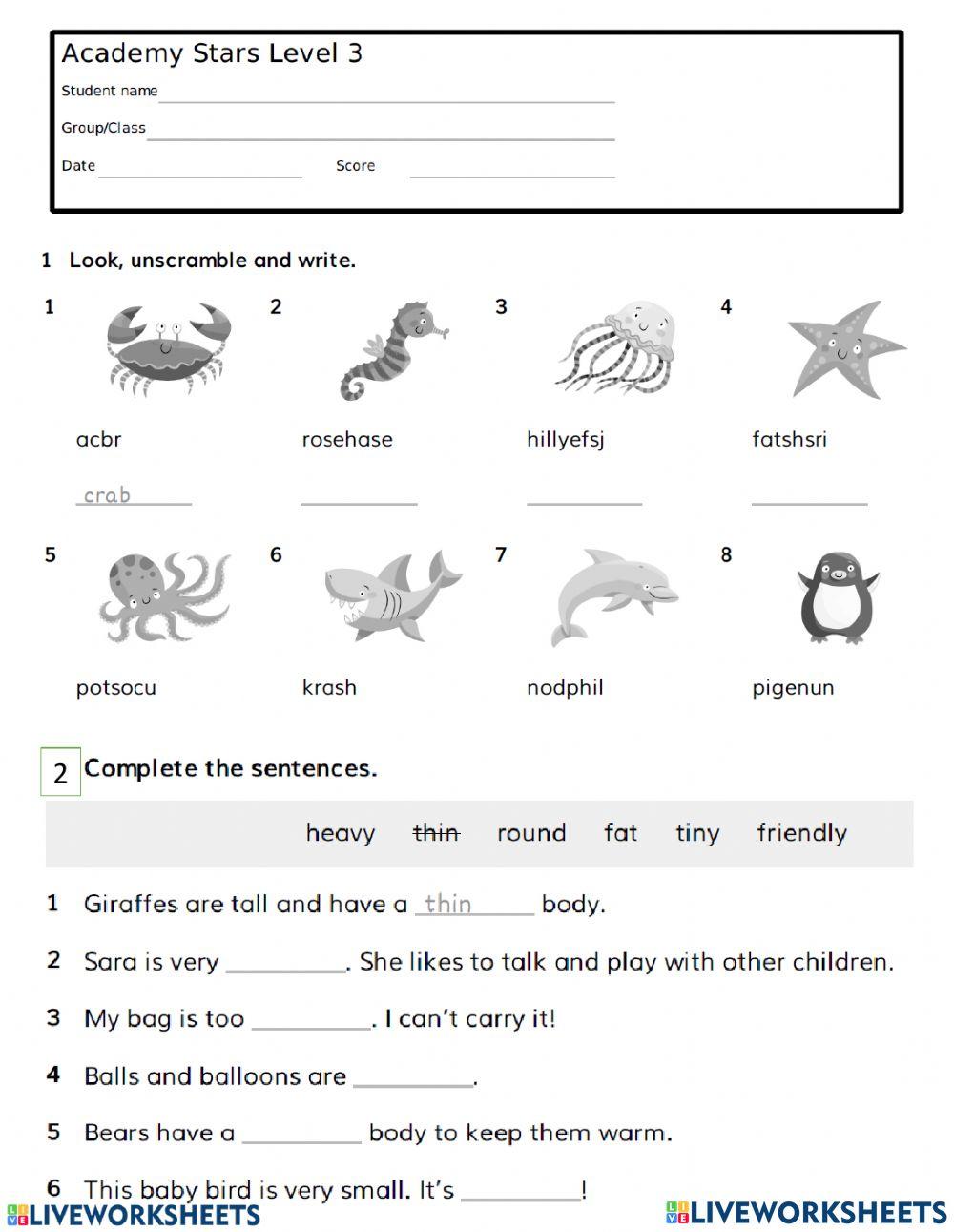 Academy Stars 3 unit 6 6884838 | Anna | Live Worksheets