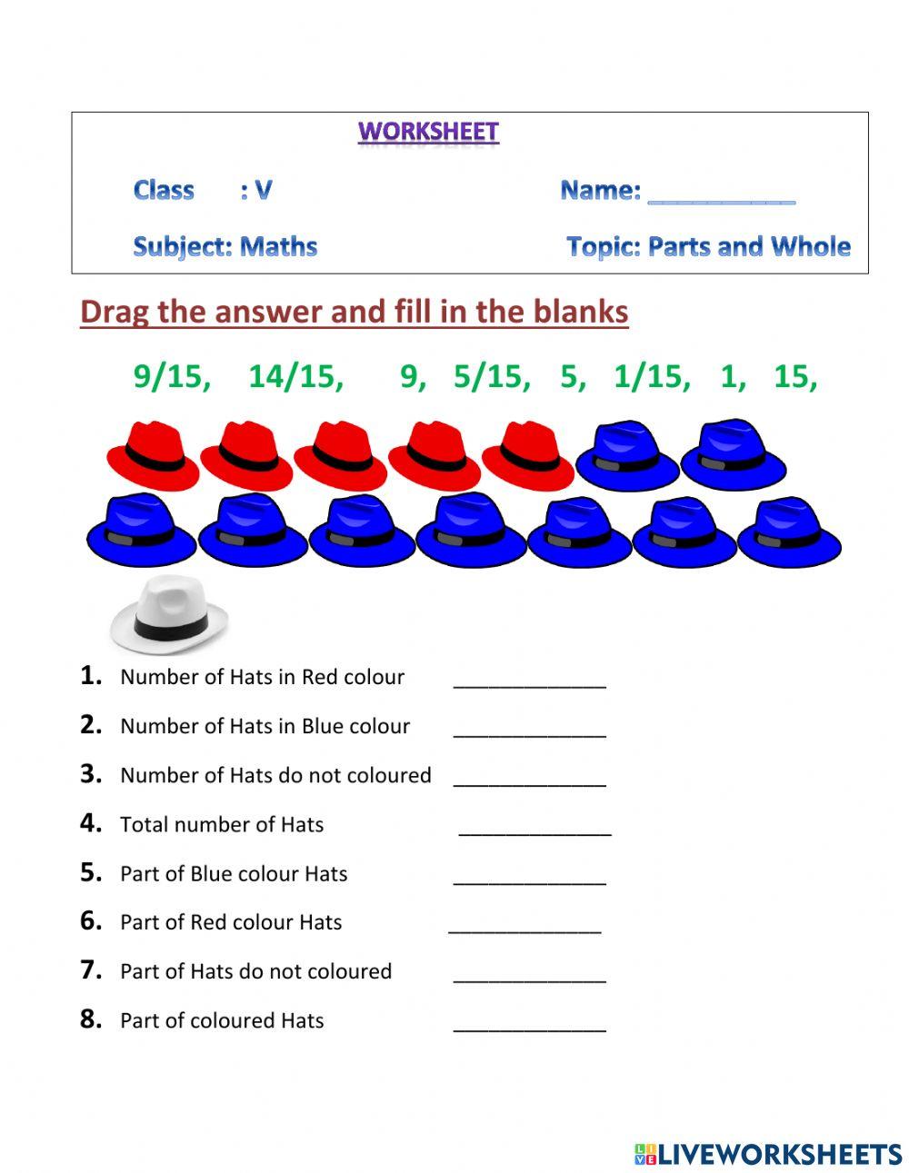 parts and wholes ws7 online exercise for | Live Worksheets