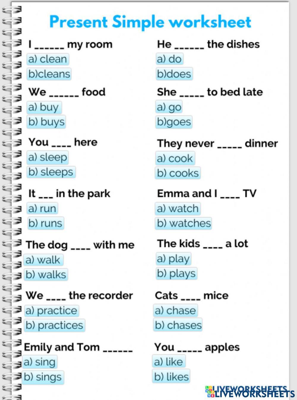 Present simple online exercise for | Live Worksheets