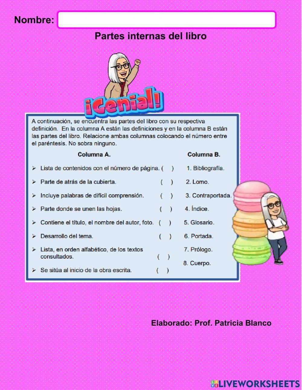 Partes del libro 2075213 | ProfPatriciaBlanco | Live