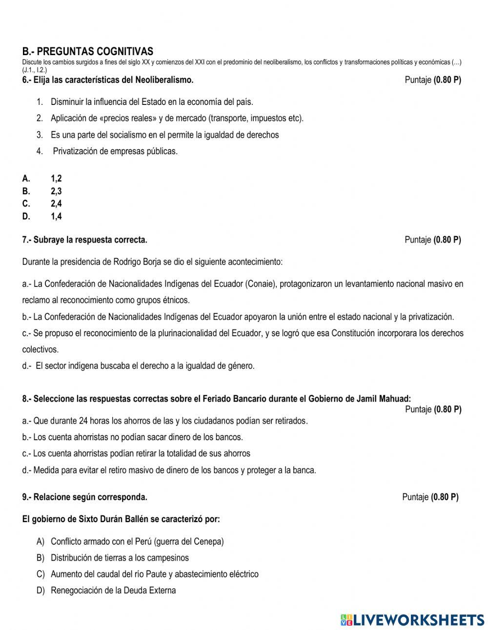 7c - Eess Quimestral Worksheet | Live Worksheets