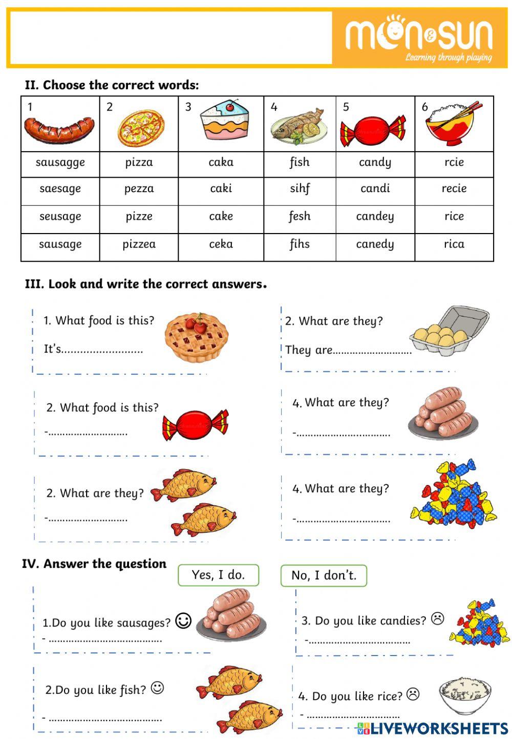 FF1 Food extra 1 (WB) online exercise for | Live Worksheets
