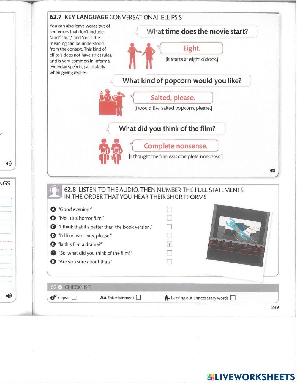 Ellipsis - advanced online exercise for | Live Worksheets