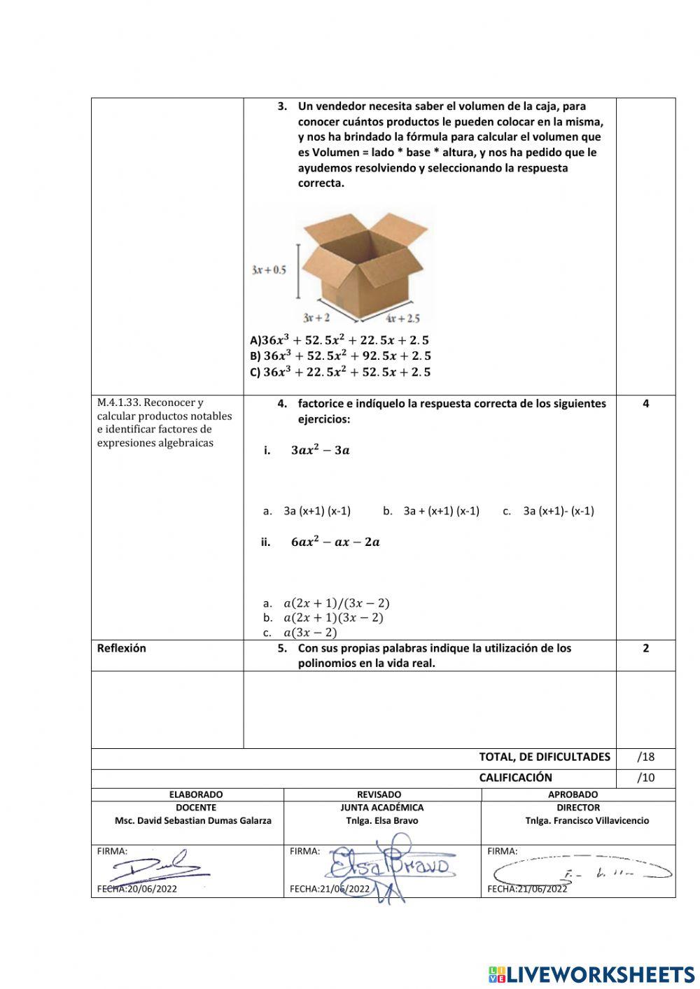 Examen de décimo | Free Interactive Worksheets | 2076050