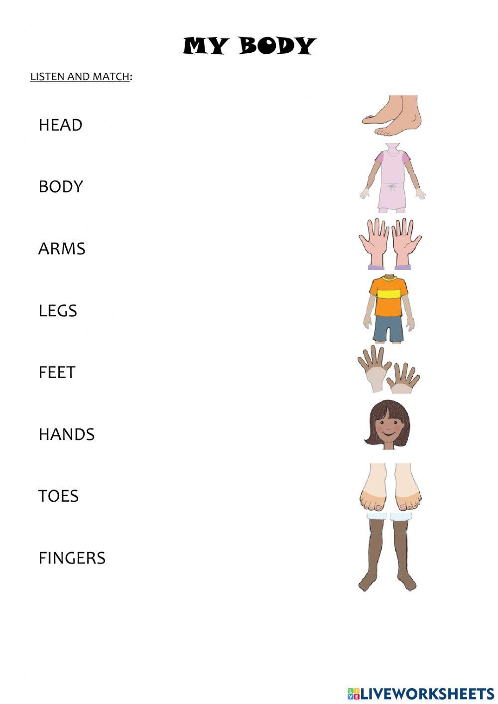 My body online exercise for Grade 1 | Live Worksheets