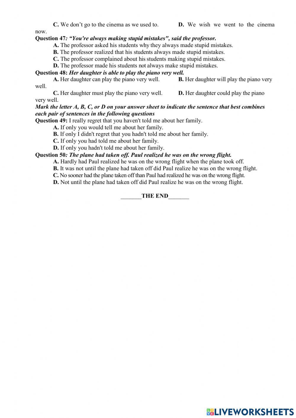 practice test 15 online exercise for | Live Worksheets