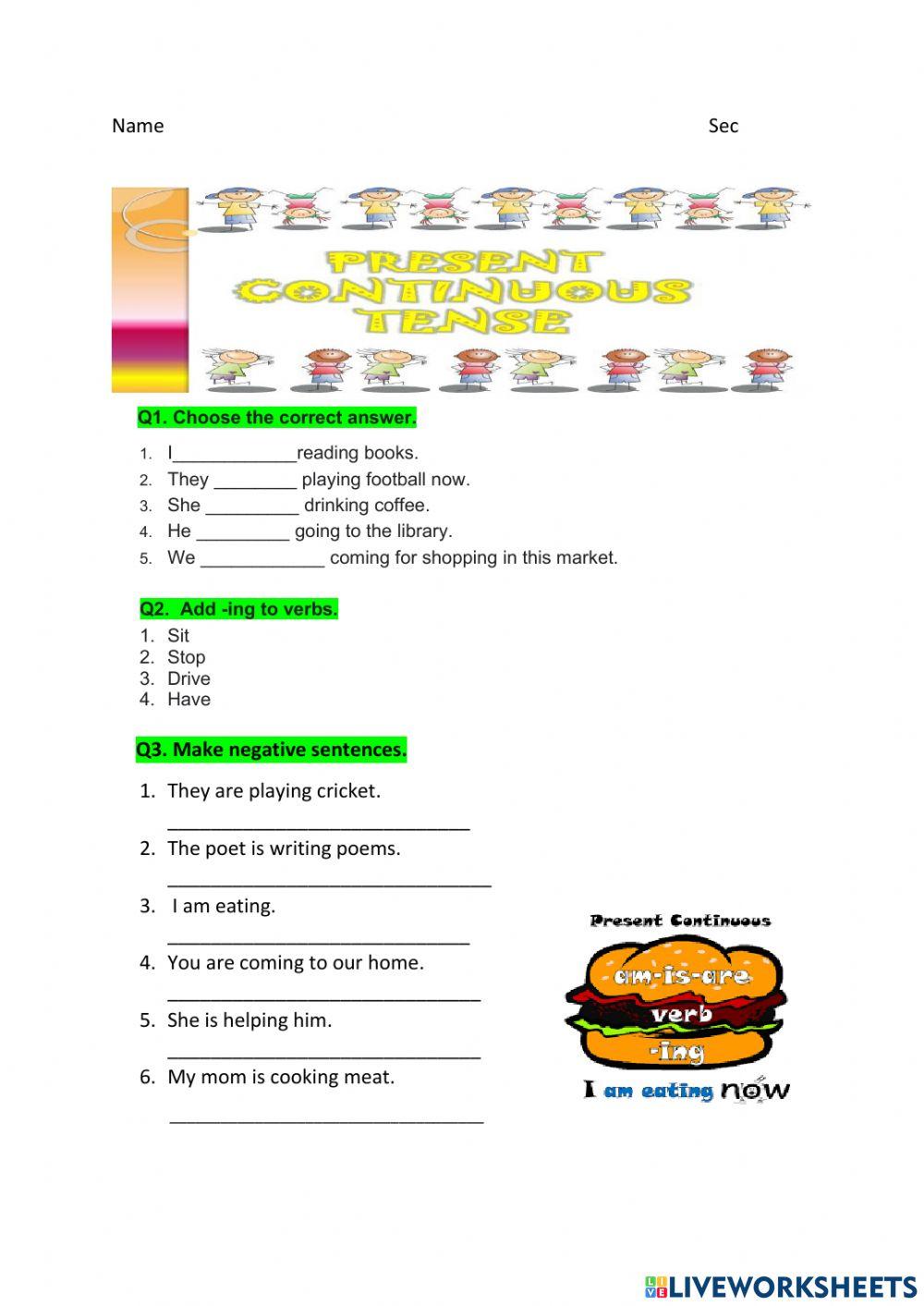 Present Continuous online exercise for | Live Worksheets