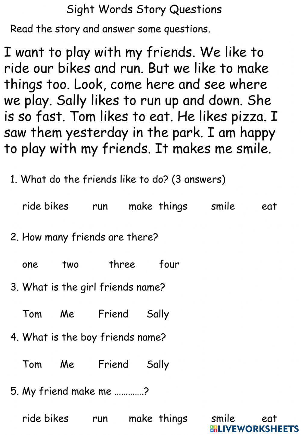 Sigh Words Stor… | Free Interactive Worksheets | 2076646