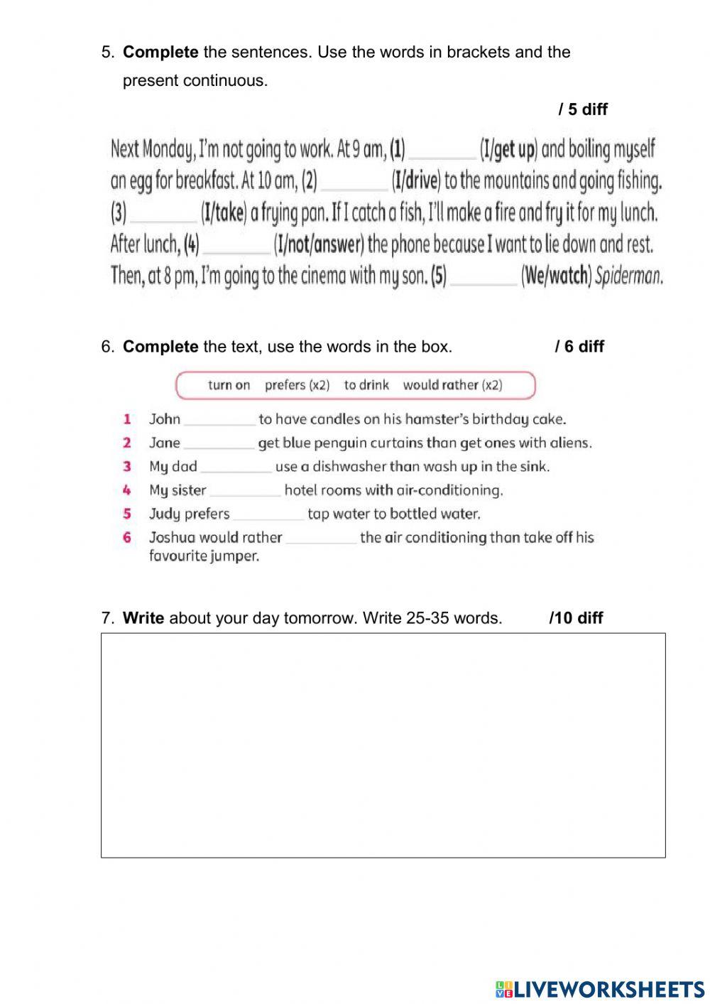 7th grade English test 2021-2022 worksheet | Live Worksheets