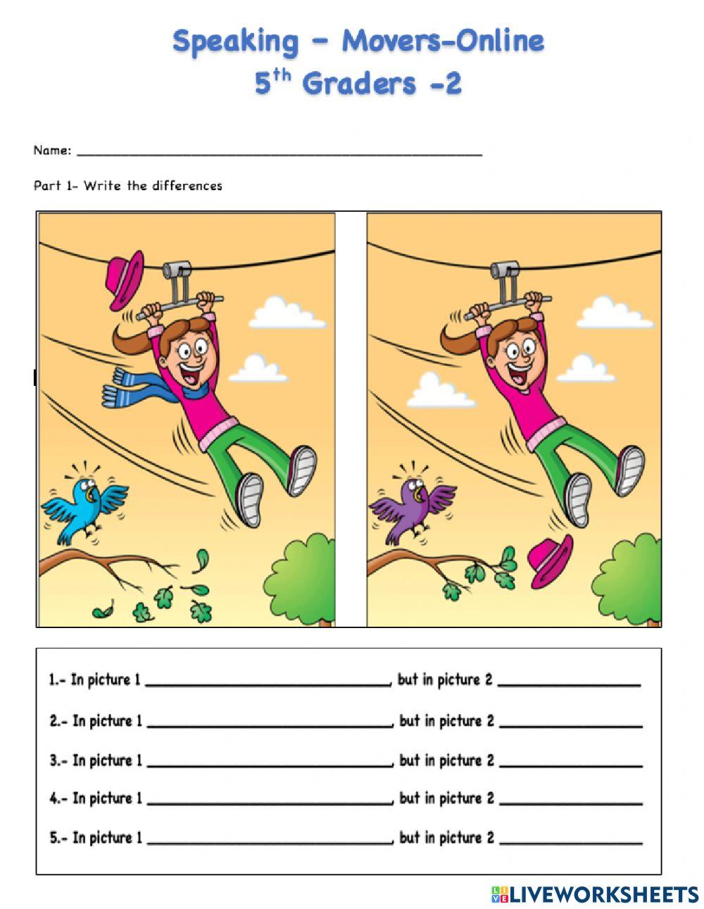 SPEAKING - ONLINE- MOVERS- 5TH GRADERS 2022 6885655