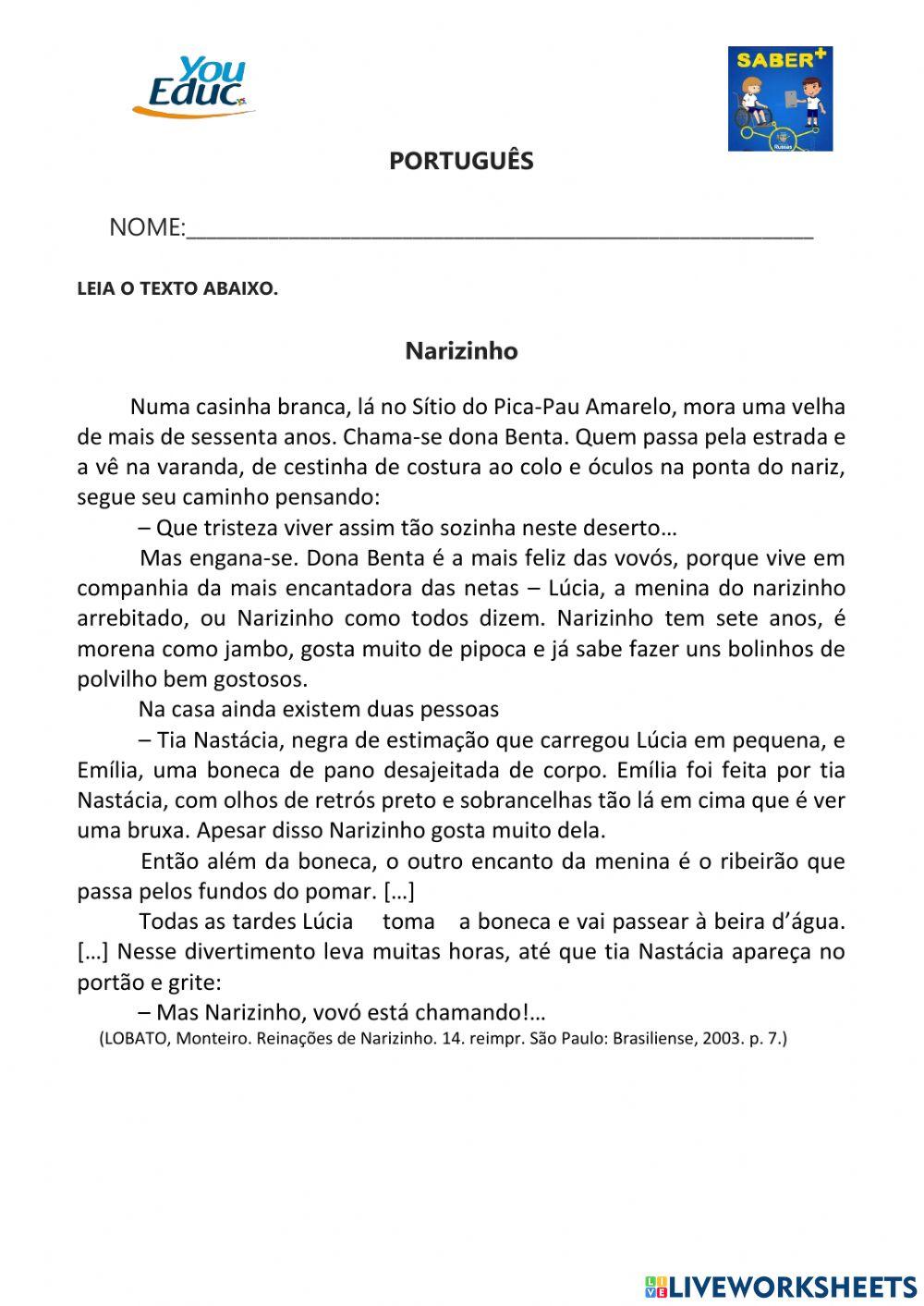 Português online exercise for 5ºANO | Live Worksheets