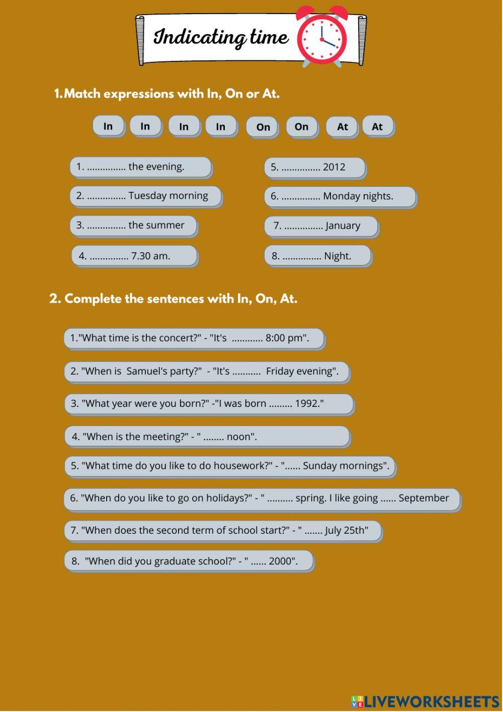 Time expressions - Linking Stress worksheet | Live Worksheets