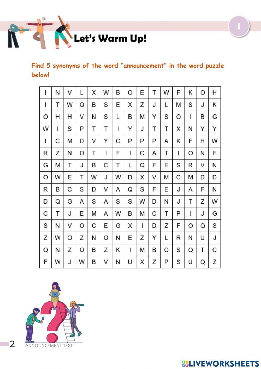 announcement synonym