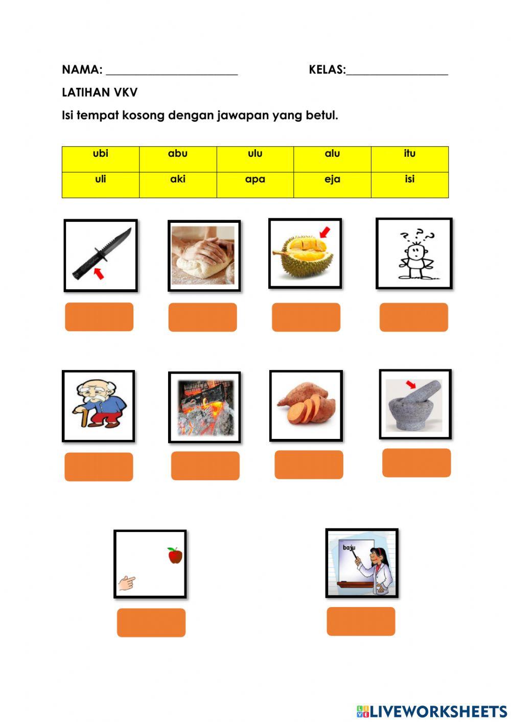 Lembaran kerja v+kv worksheet | Live Worksheets