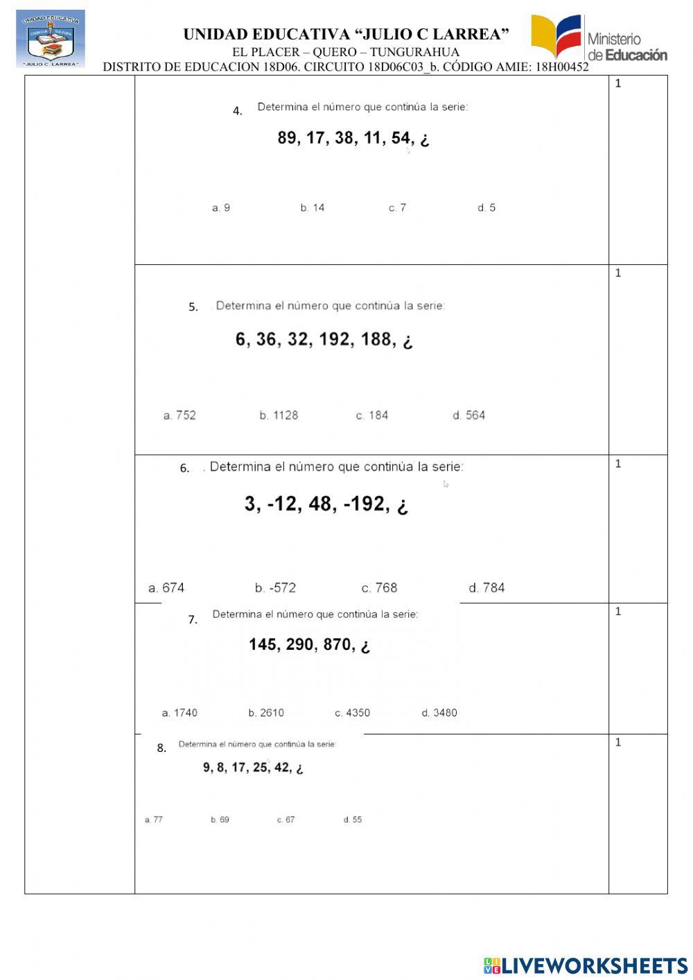 Razonamiento matematico 2077683 | CARLOS EBLA | Live