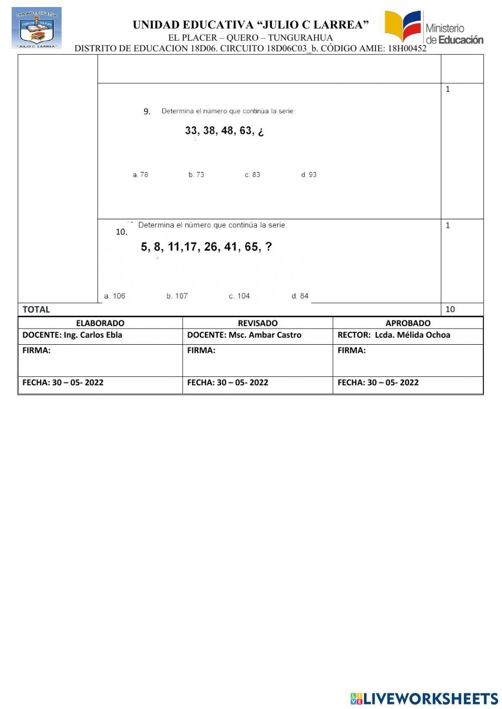 Razonamiento matematico 2077683 | CARLOS EBLA | Live