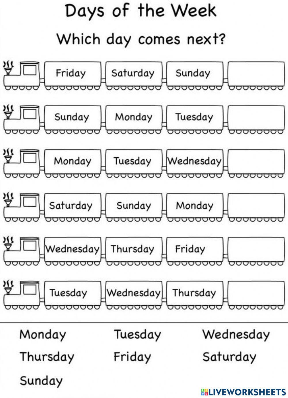 7 Days of week worksheet online exercise for | Live Worksheets