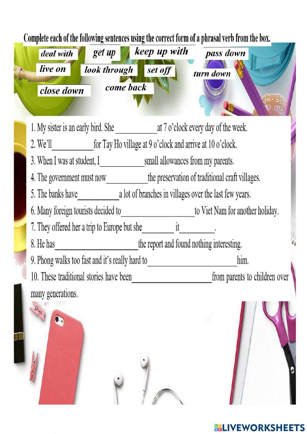 Phrase verb | Free Interactive Worksheets | 2077899