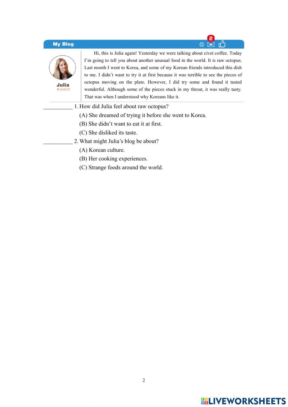 NNCS B2 L6 exercise worksheet | Live Worksheets