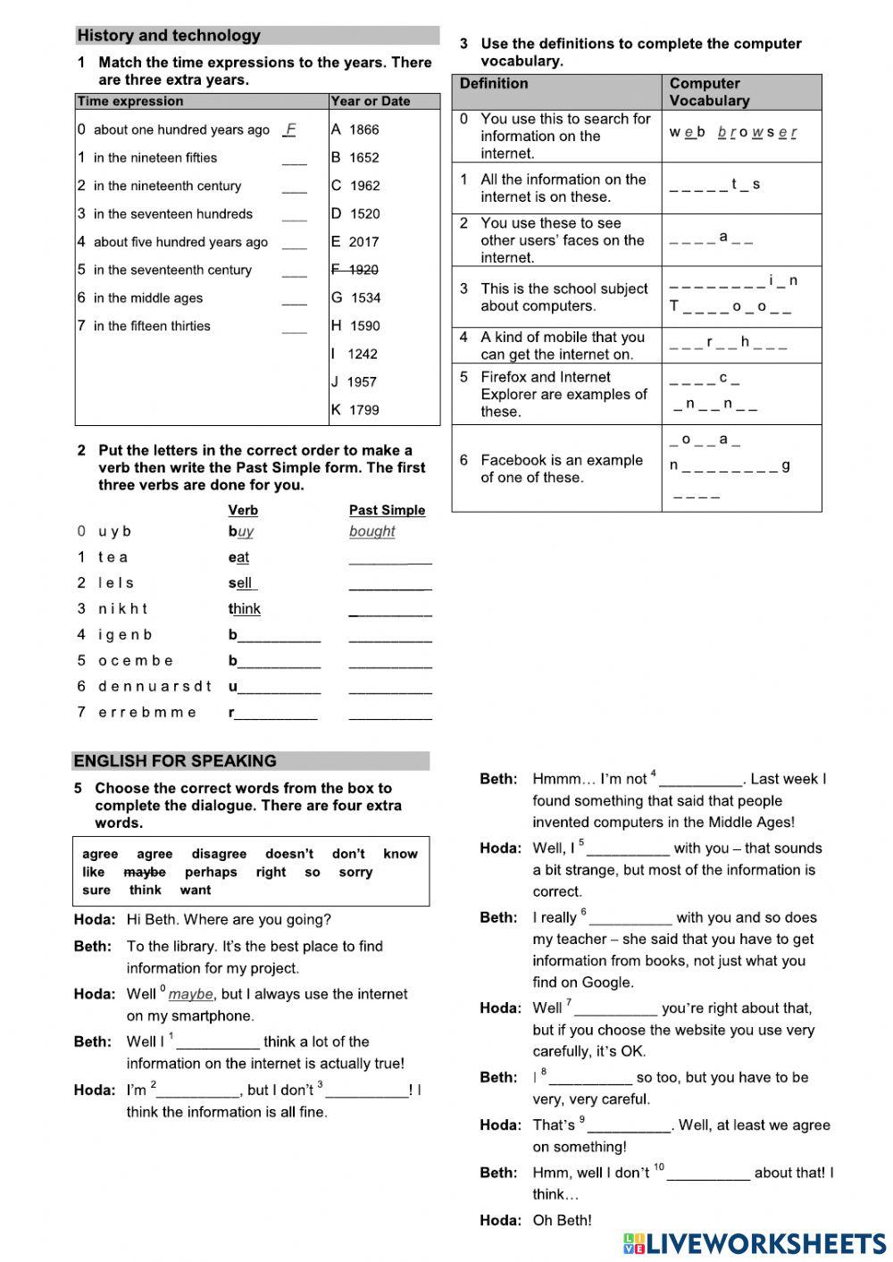 Ww unit 7 worksheet | Live Worksheets