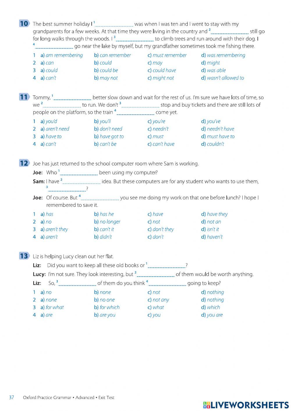 ADVANCED GRAMMAR TEST 6885925 | Paul | Live Worksheets