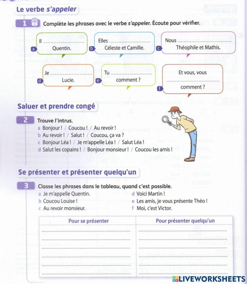 Se présenter | Free Interactive Worksheets | 2078064