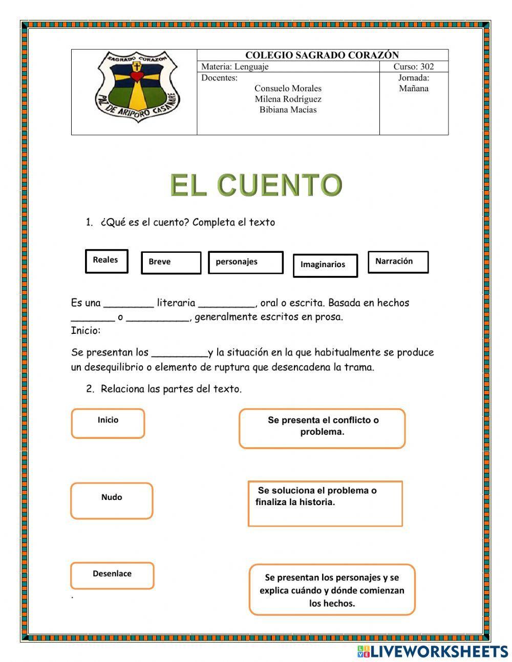 El cuento | Free Interactive Worksheets | 2078424