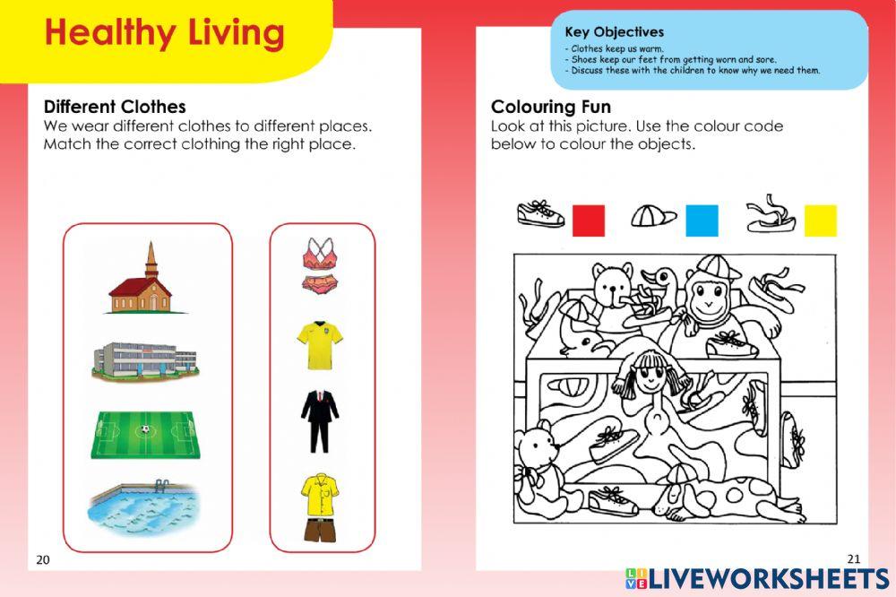 Healthy Living exercise for KG1 | Live Worksheets
